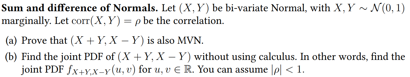 Solved Sum and difference of Normals. Let (X,Y) be | Chegg.com
