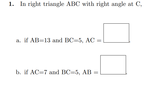 Solved 1. In right triangle ABC with right angle at C, a. if | Chegg.com
