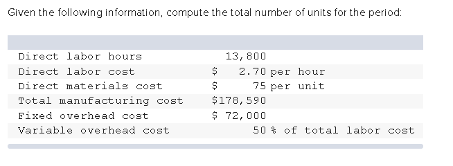 Solved Given the following information, compute the total | Chegg.com