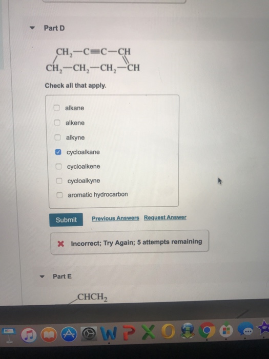 Solved PartD CH,--C C-CH CH2 -CH CH2 CH Check all that apply | Chegg.com