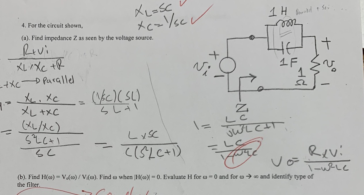 Solved 1. For the circuit shown, (a). Find Transfer Function | Chegg.com