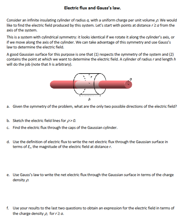 Solved Electric flux and Gauss's law.Consider an infinite | Chegg.com