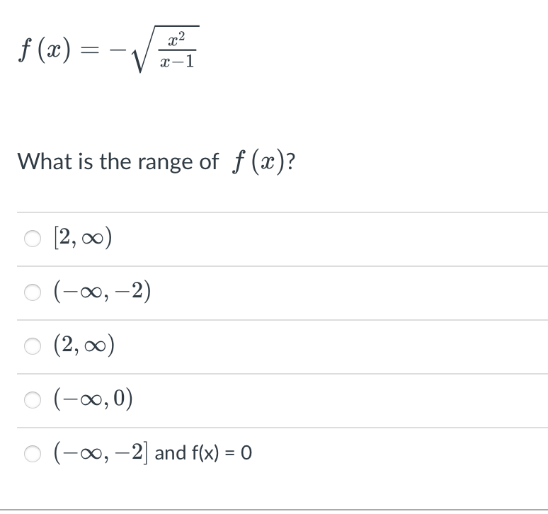 Solved f(x)=-x2x-12What is the range of | Chegg.com
