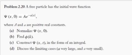 Solved Problem 2.20 A free particle has the initial wave | Chegg.com