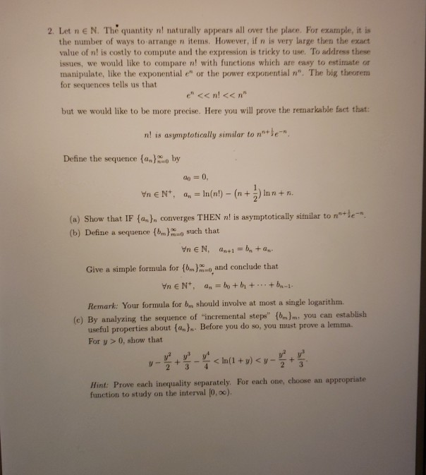 Solved 2. Let ne N. The quantity nil naturally appears all | Chegg.com