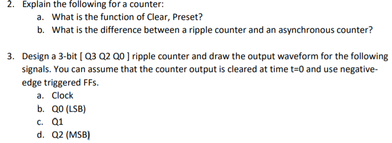Solved 2. Explain the following for a counter: What is the | Chegg.com