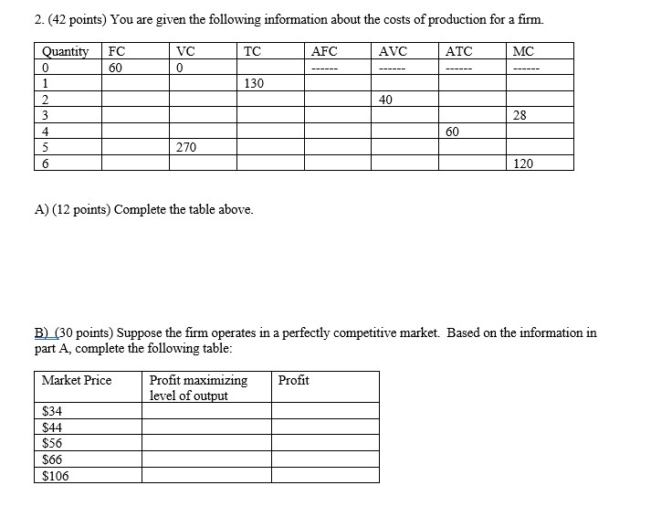 Solved 2. (42 points) You are given the following | Chegg.com