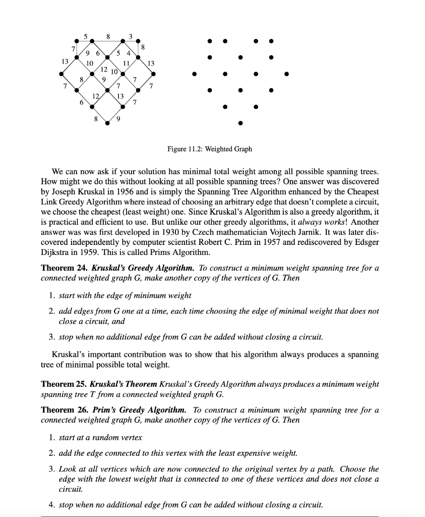 Solved Figure 11.2: Weighted Graph We can now ask if your | Chegg.com