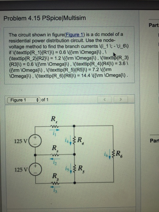 Solved Problem 4.15 PSpice Multisim Part The circuit shown | Chegg.com