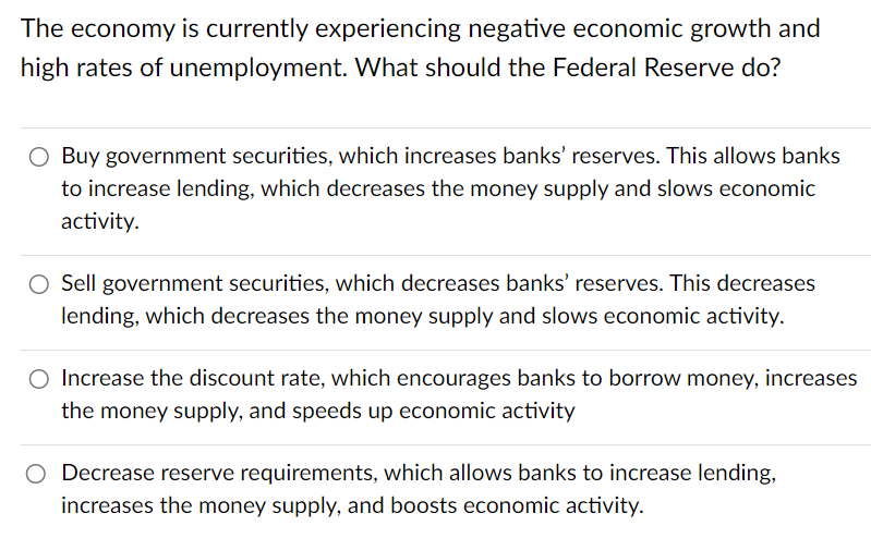 Solved The economy is currently experiencing negative | Chegg.com