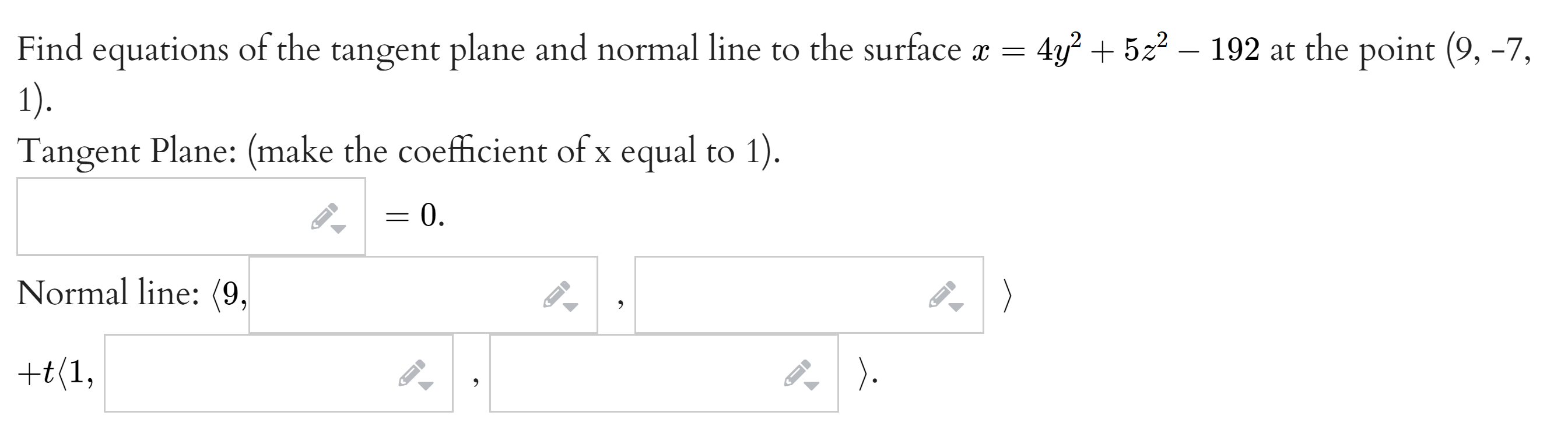Solved Find Equations Of The Tangent Plane And Normal Line