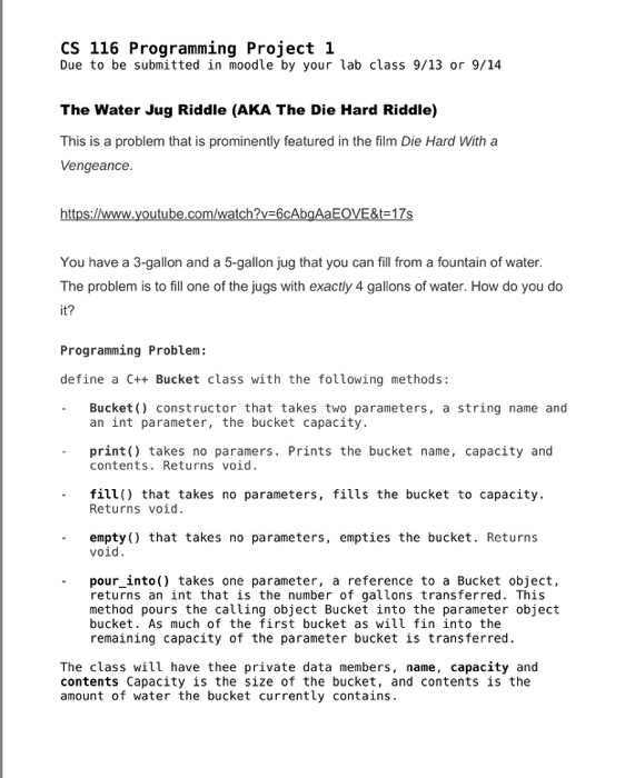 Solved CS 116 Programming Project l Due to be submitted in | Chegg.com