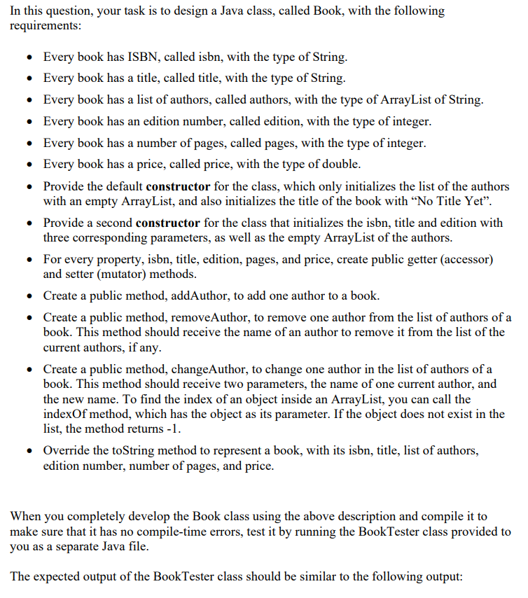 Solved In this question, your task is to design a Java | Chegg.com