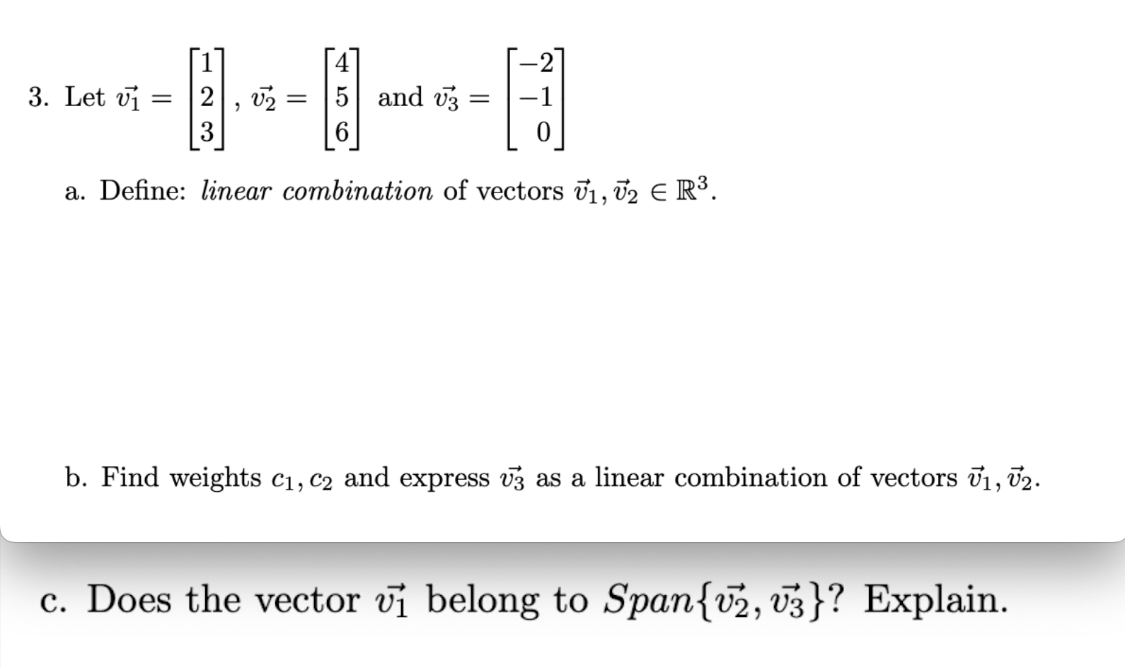 Solved Let vec(v1)=[123],vec(v2)=[456] ﻿and | Chegg.com