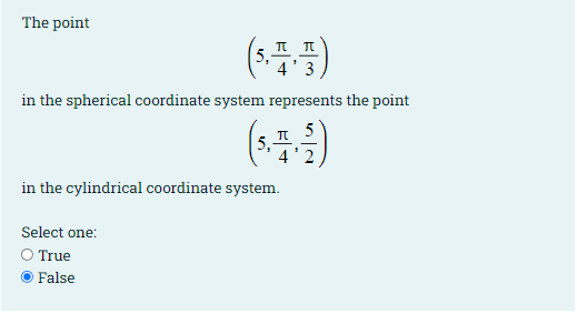 Solved The point TL TT in the spherical coordinate system | Chegg.com