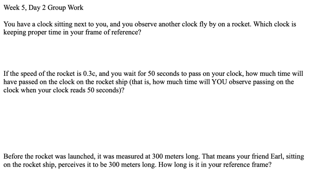Solved Week 5, ﻿Day 2 ﻿Group WorkYou have a clock sitting | Chegg.com