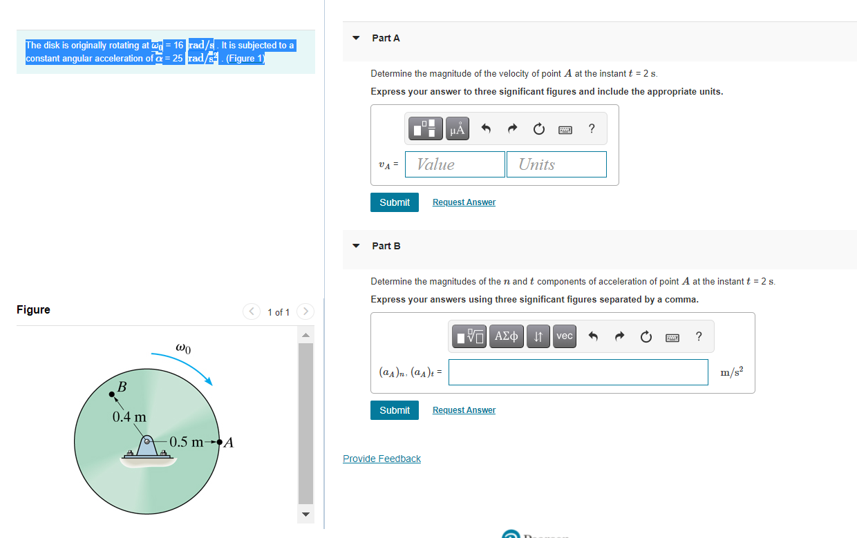 Solved Part A The disk is originally rotating at wo = 16 | Chegg.com