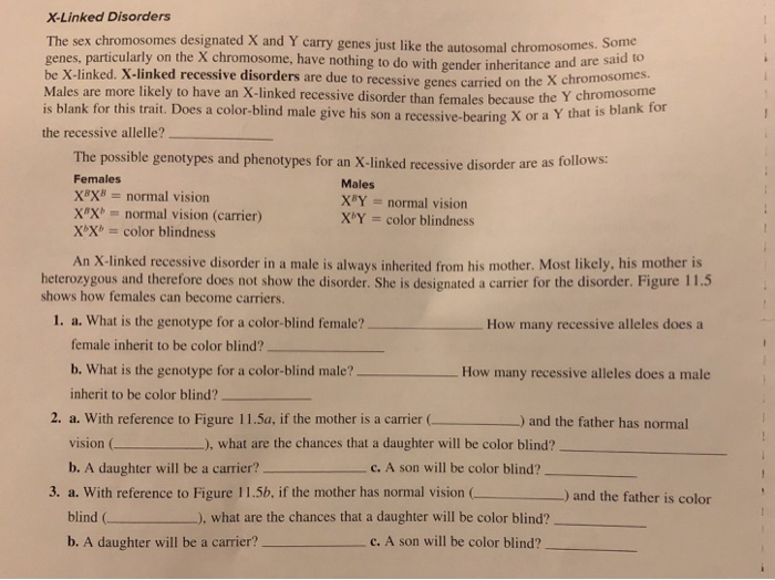 X-Linked Disorders x chromosomes designated X and Y | Chegg.com