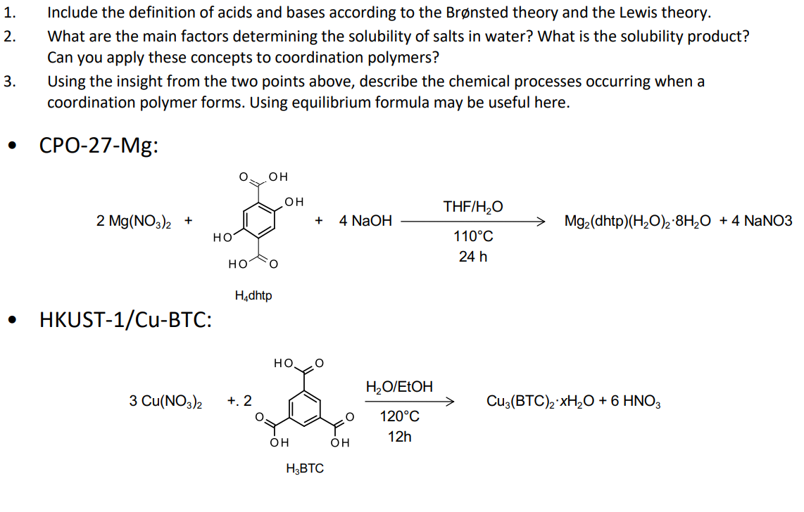 Solved 1. Include the definition of acids and bases | Chegg.com