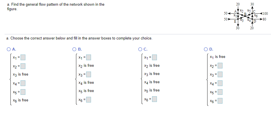 Solved 20 30 a. Find the general flow pattern of the network | Chegg.com