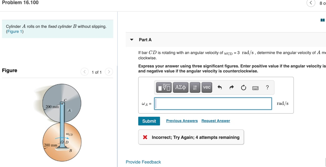 Solved If bar CD is rotating with an angular velocity of ωCD | Chegg.com