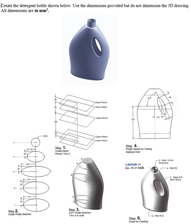 Solved Create the detergent bottle shown below. Use the | Chegg.com