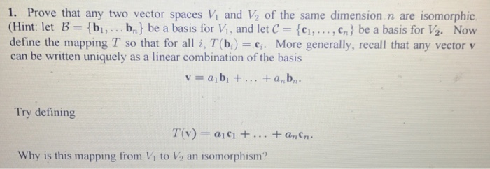 Solved Prove that any two vector spaces V_1 and V_2 of the | Chegg.com