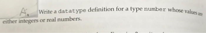 Solved A Write A Datatype Definition For A Type Number Wh