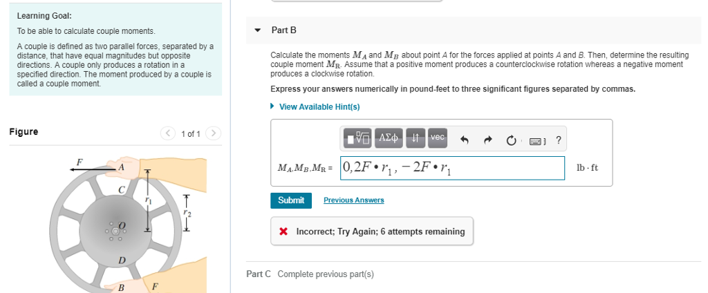 Solved Learning Goal To be able to calculate couple moments | Chegg.com