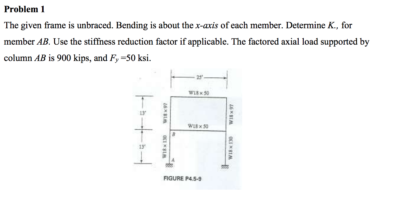 Solved Problem 1 The given frame is unbraced. Bending is | Chegg.com