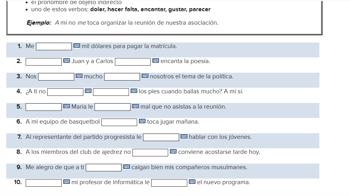 el pronombre de objeto indirecto • uno de estos | Chegg.com