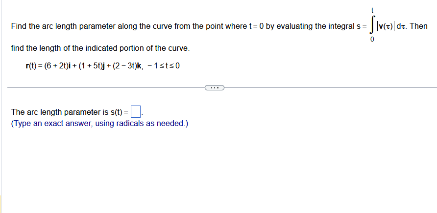 Find the arc length parameter along the curve from | Chegg.com