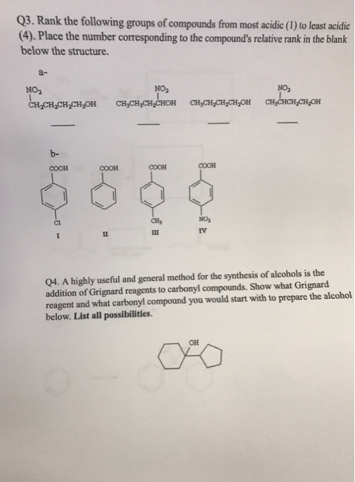 Solved Rank the following groups of compounds from most | Chegg.com