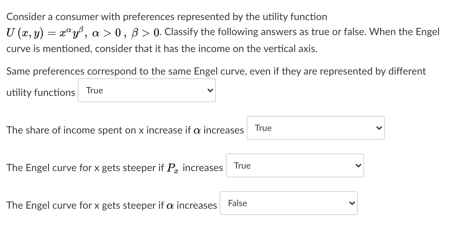 Solved Consider a consumer with preferences represented by | Chegg.com