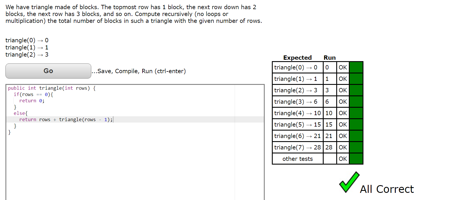 Solved How do i know the output that triangle(5) is 15 and | Chegg.com