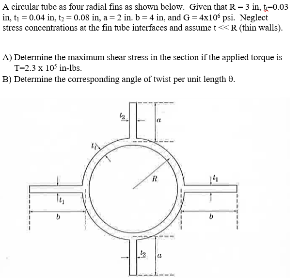 Solved A circular tube as four radial fins as shown below. | Chegg.com