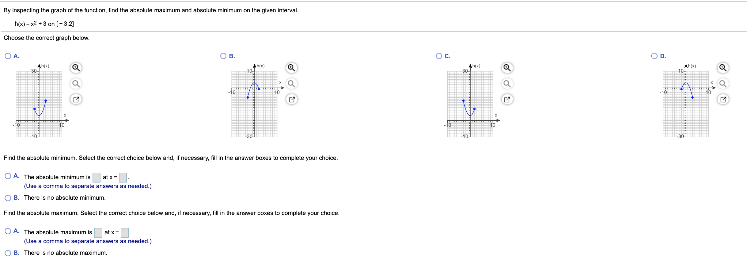 Solved By inspecting the graph of the function, find the | Chegg.com