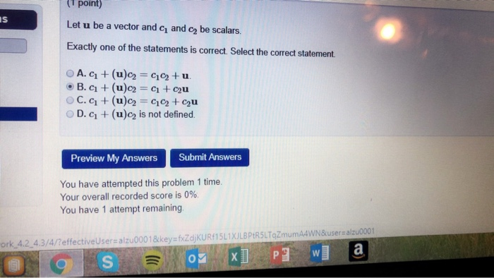 Solved (1 point) Let V- (8, oo). For u, v E V and a R define | Chegg.com