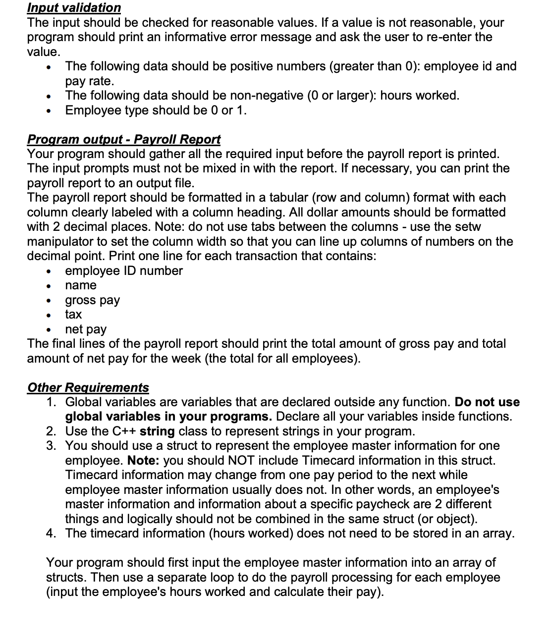 Solved Project - 05 - Payroll Version 1.0 In this assignment | Chegg.com