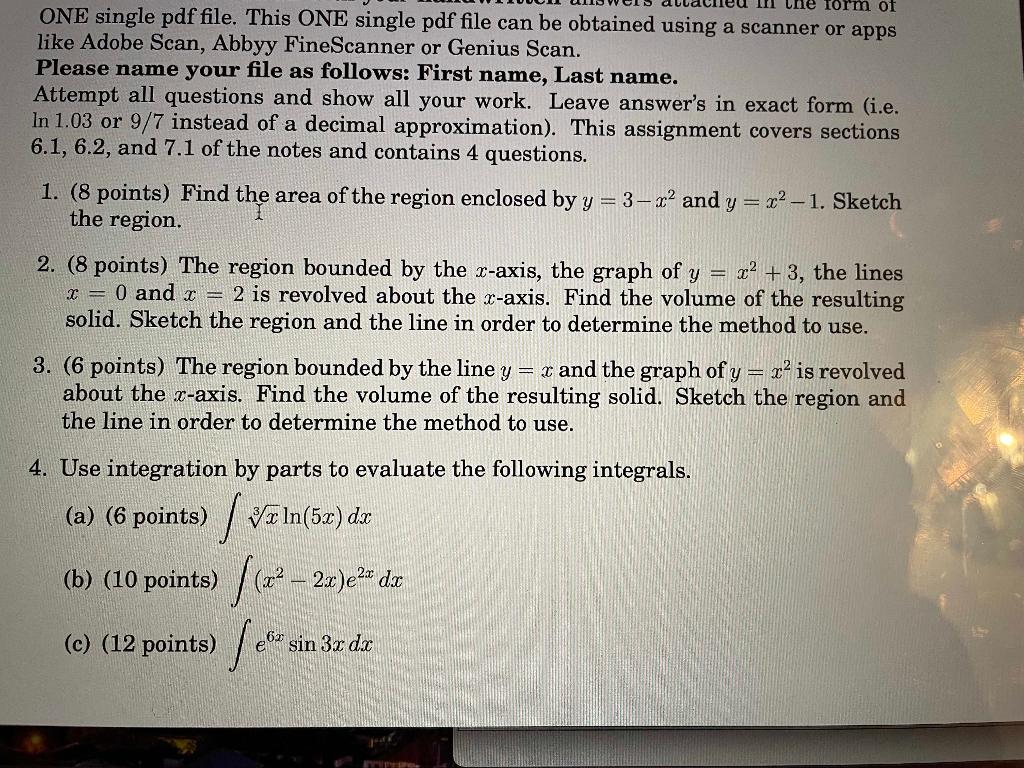 Solved In the form of ONE single pdf file. This ONE single | Chegg.com