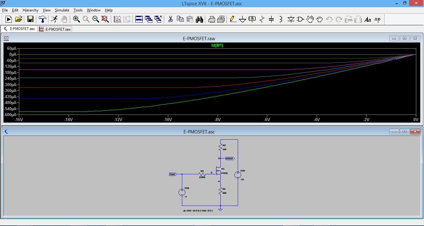 Solved LTspice XVII - E-PMOSFET.asc х File Edit Hierarchy | Chegg.com