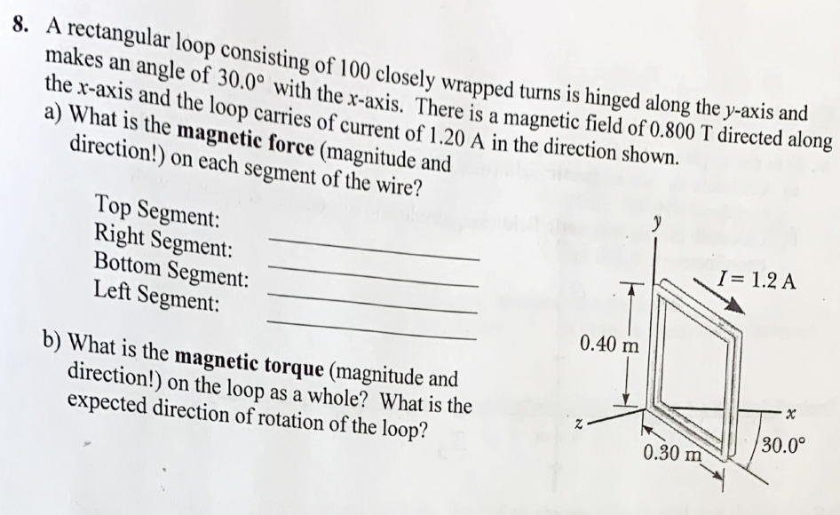 Solved 8. A rectangular loop consisting of 100 closely | Chegg.com