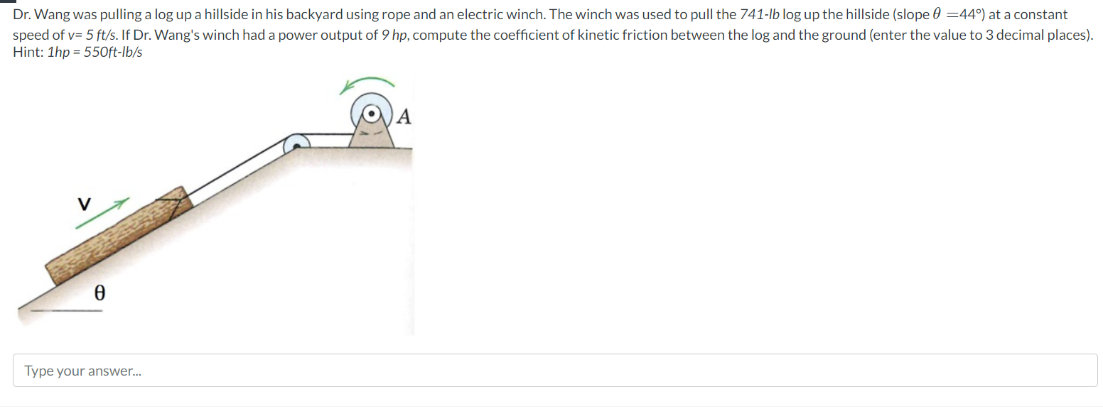 Solved Dr. Wang was pulling a log up a hillside in his | Chegg.com