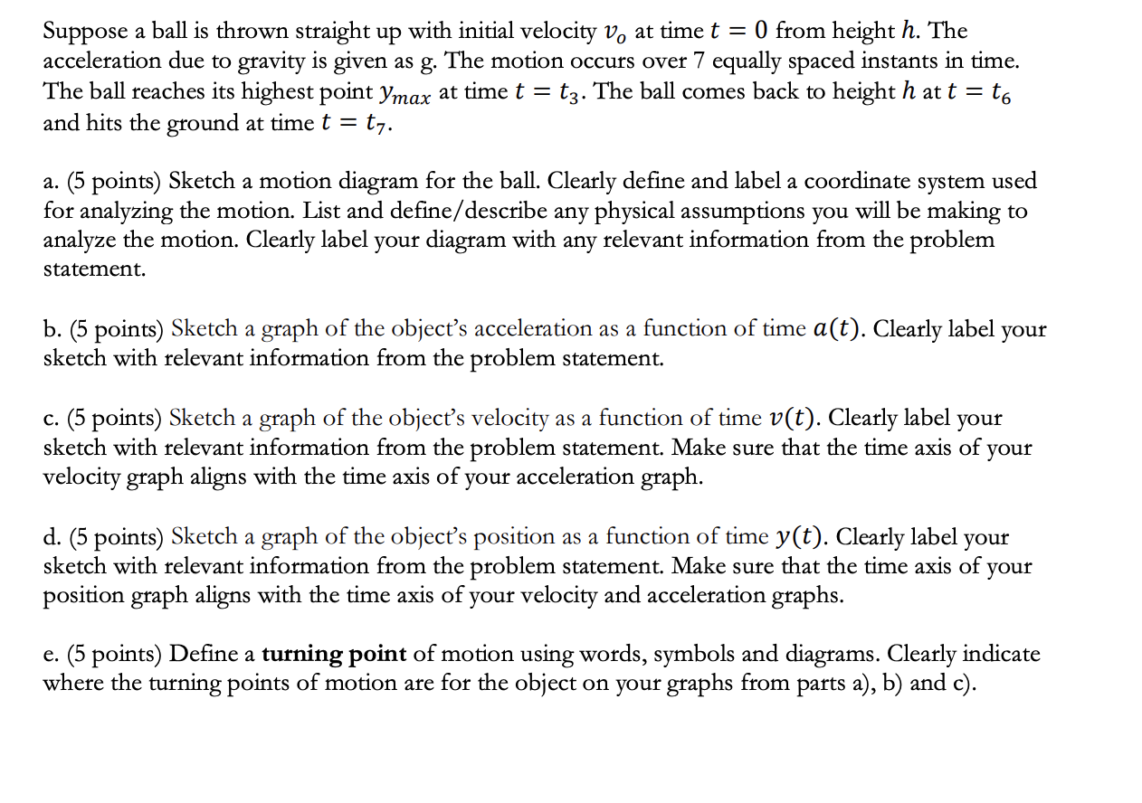 Solved Suppose a ball is thrown straight up with initial | Chegg.com