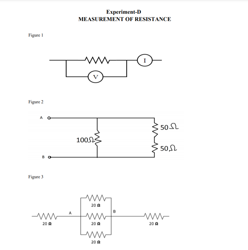 Solved Experiment-D MEASUREMENT OF RESISTANCE Figure 1 WW I | Chegg.com