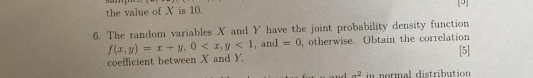 Solved the value of x ﻿is 10 .The random variables x ﻿and Y | Chegg.com