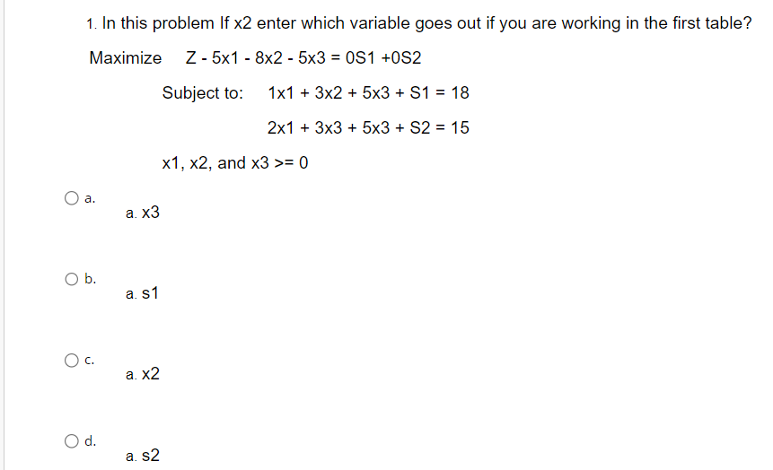 Solved 1. In this problem If x2 enter which variable goes | Chegg.com