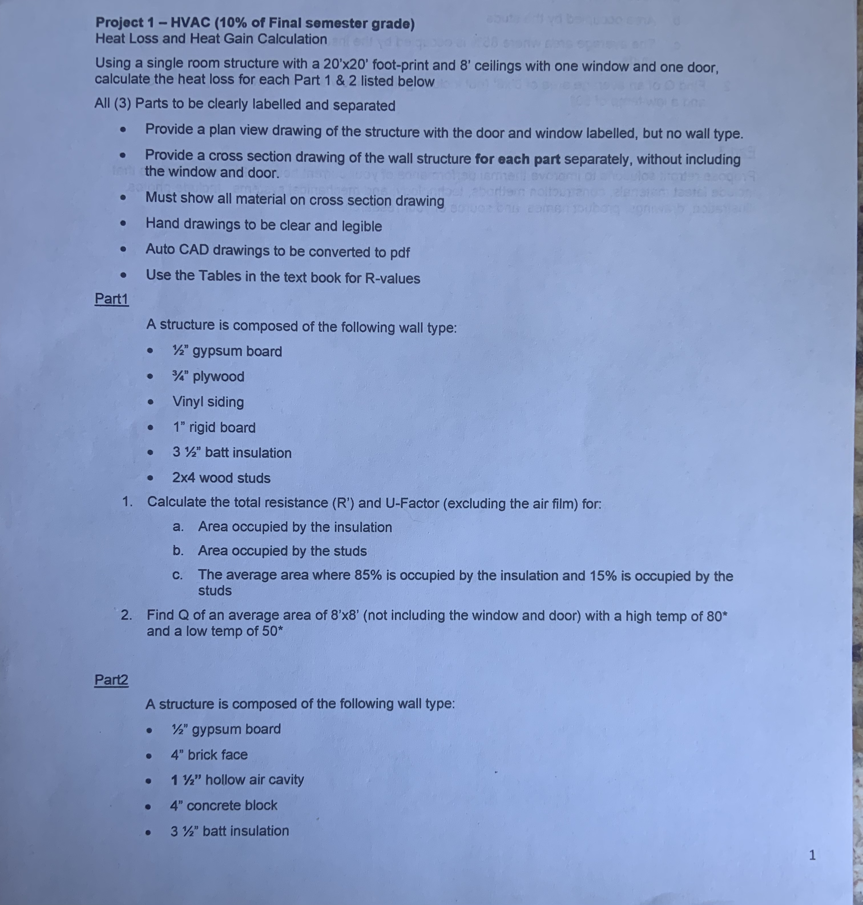 Solved Project 1 - HVAC (10\% of Final semester grade) Heat | Chegg.com