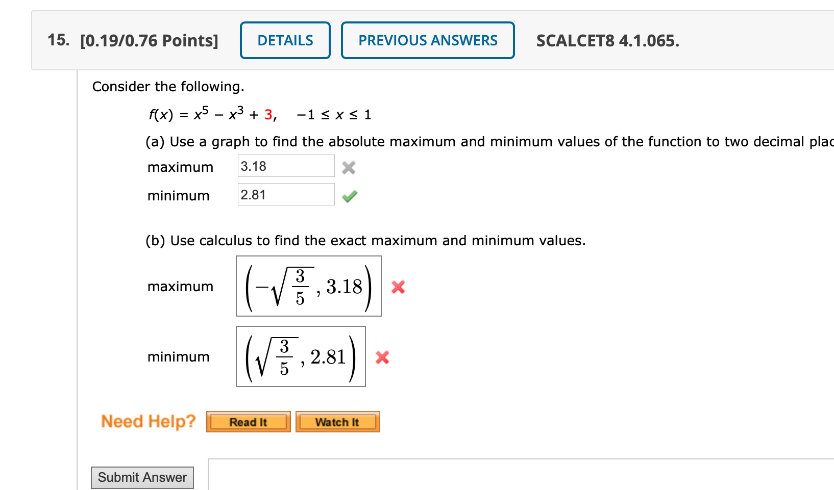 Solved 15. [0.19/0.76 Points] DETAILS PREVIOUS ANSWERS | Chegg.com