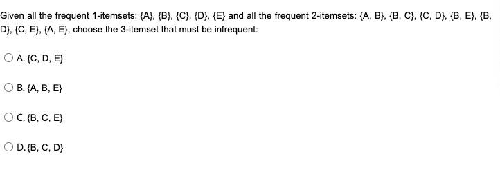 Solved Given all the frequent 1-itemsets: | Chegg.com